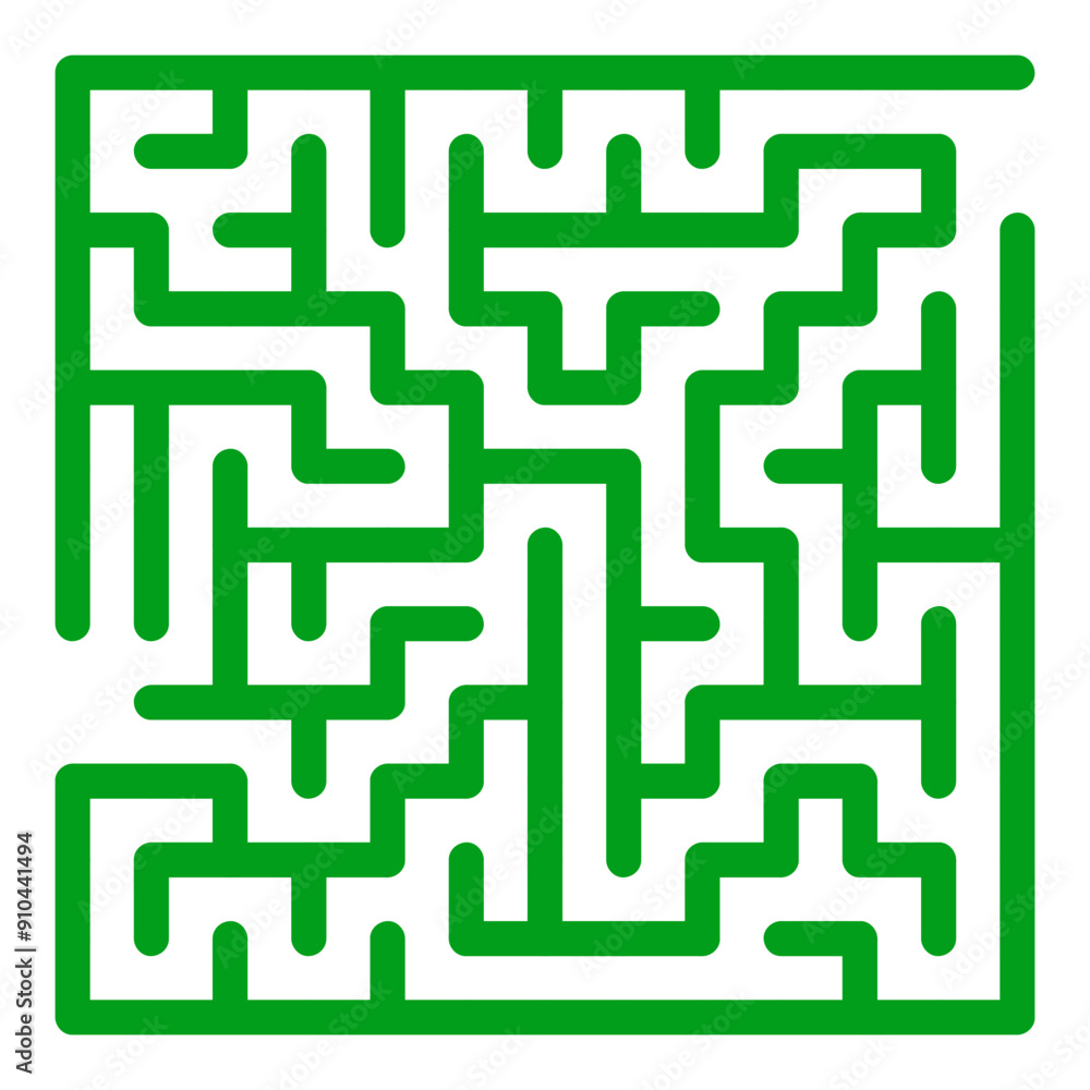 Maze shape design element. There is one entrance and exit and one correct path, but many paths ...