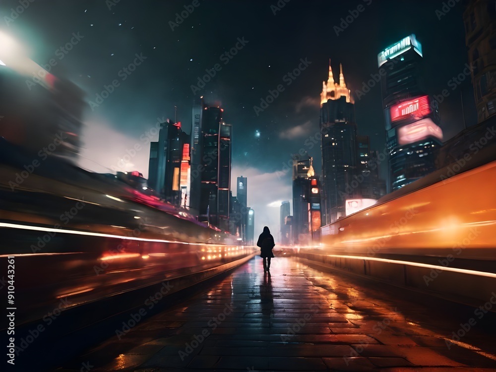 Cosmic vortex over a large city. A gritty, high-contrast cinematic ...