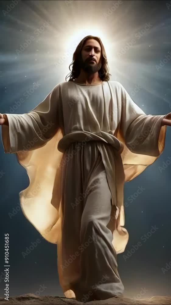 jesus christ ascension to heaven colorful art animation -- 4k 9x16 ...