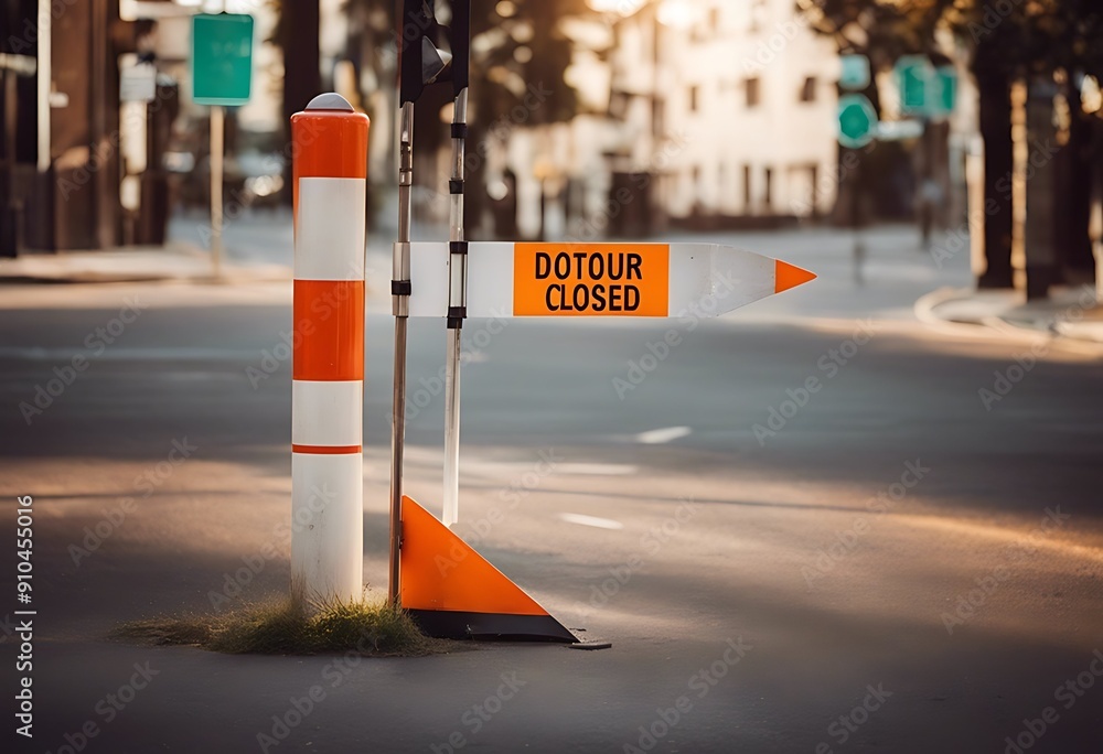 closed road detour barrel signs temporary traffic light arrow ...