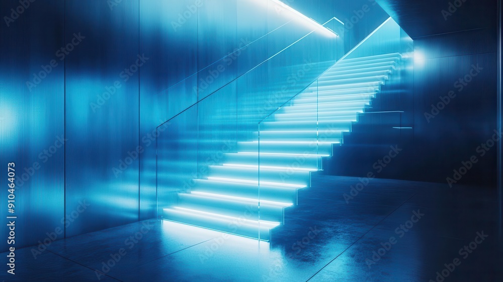 quantum levitation staircase in modern office each step materializes as ...