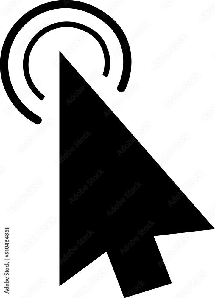 Computer mouse cursor key click slanted black arrow pointer icon in ...