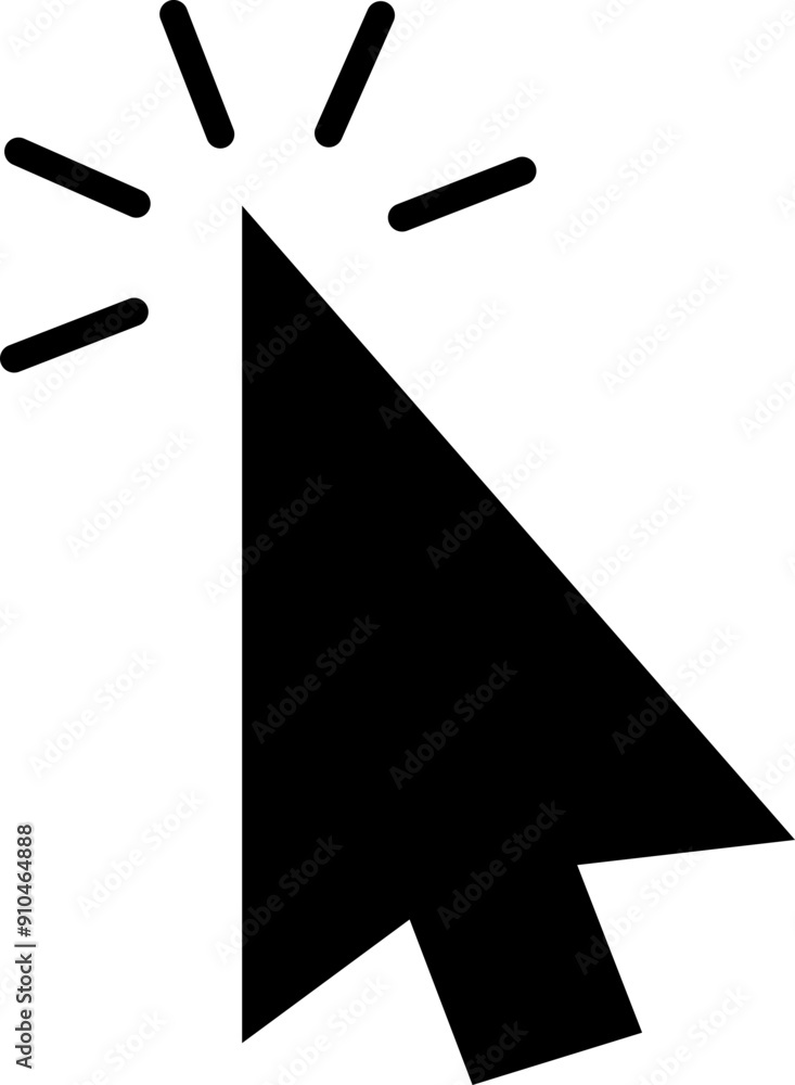 Computer mouse cursor key click slanted black arrow pointer icon in flat Vector sign symbol for ...