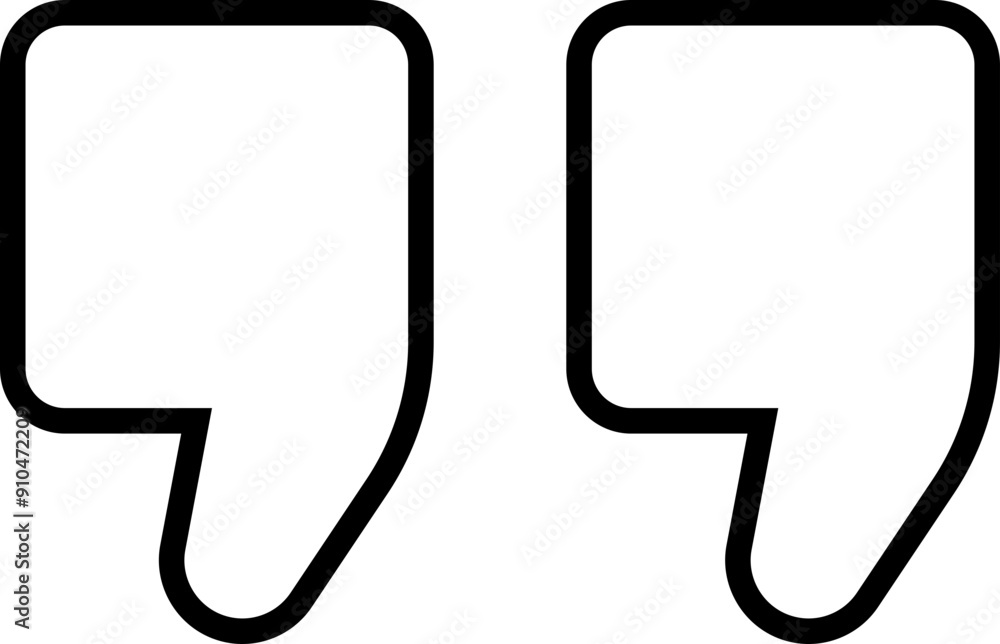 Quote commas icon in line. Quotation sign isolated on transparent ...