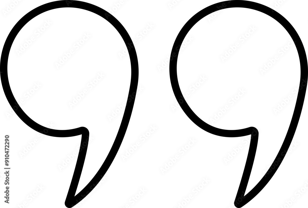 Quote commas icon in line. Quotation sign isolated on transparent ...
