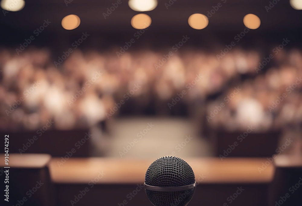 giving defocused hall lecturer audience corporate speaker presenter ...