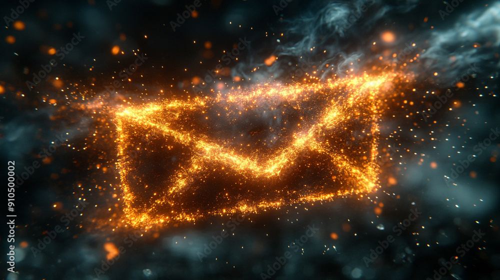 digital envelopes floats in cyberspace, representing the exchange of ...