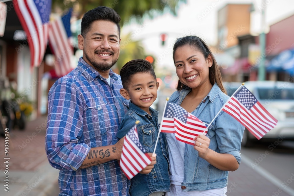 USA presidential election 2024. Joyful Latino American family with an ...
