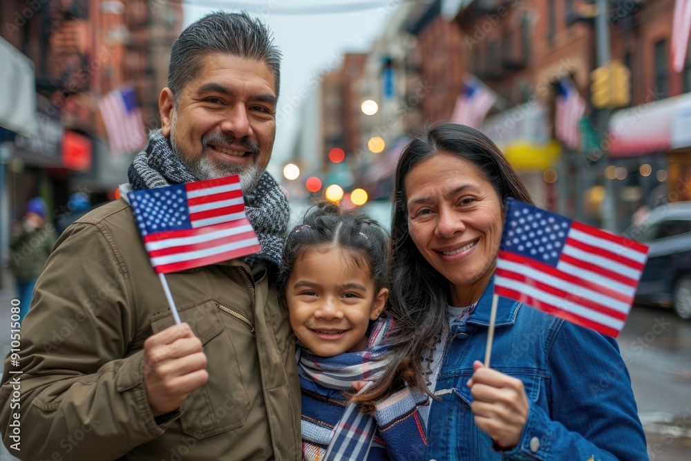2024 USA presidential election. Smiling Latino American family, parents ...