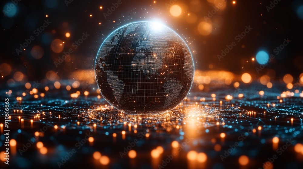 High-resolution image of a business team engaged in global network ...