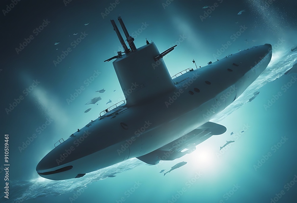 rendering 3d top submarine side view nuclear boat profile military ...