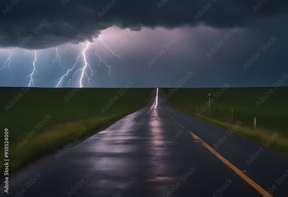 thunderstorm caution ahead flash roadsign storm rain electric cloud ...
