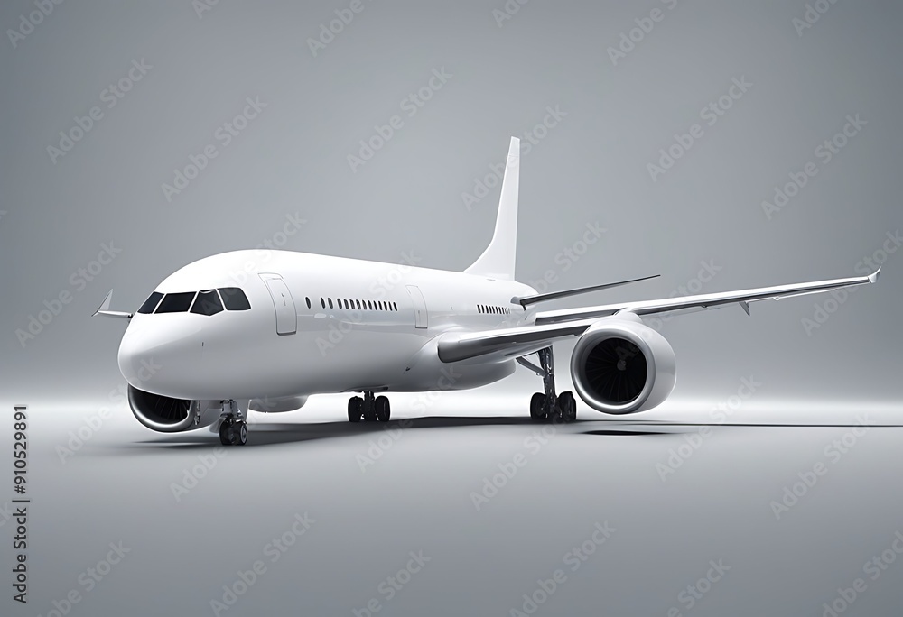 white blank mockup view airplane front clear stand 3d isolated ...