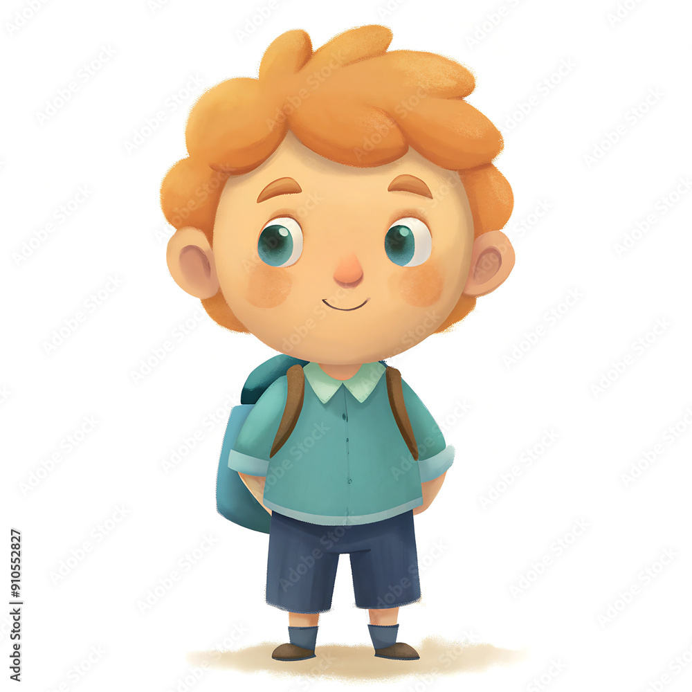 Cute schoolboy with backpack is going to school, children's ...