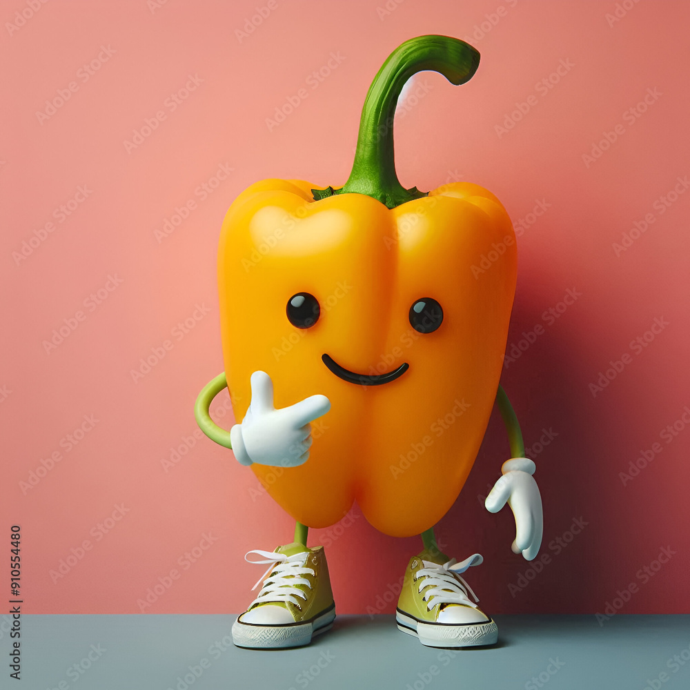 Cute Expressive Anthropomorphic Vibrant Yellow Orange Colors Bell ...