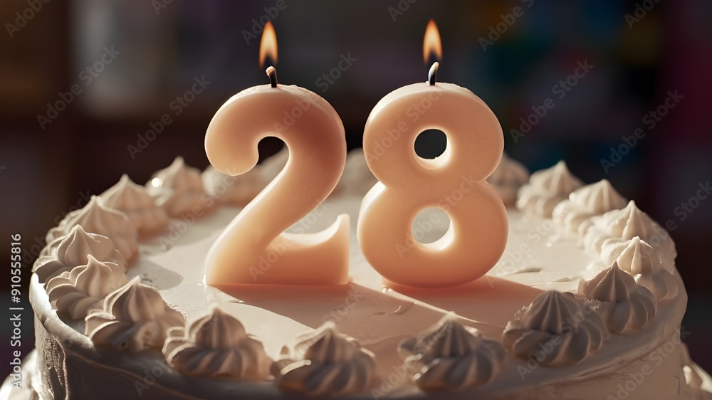28th birthday cake with candles, twenty-eight birthday celebration ...