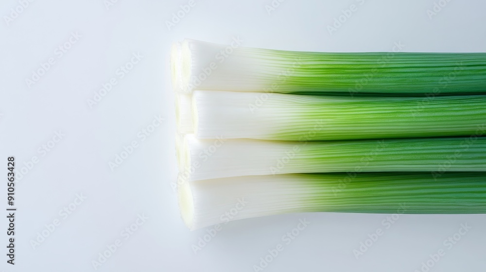 Cross-section of a leek with its vibrant green outer leaves and white ...