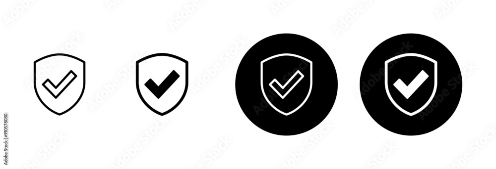 Shield check mark icon vector isolated on white background. Protection ...