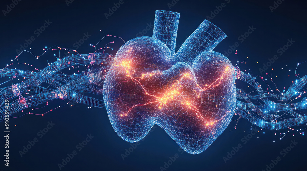 Graphic representation of the heart's electrical conduction system ...