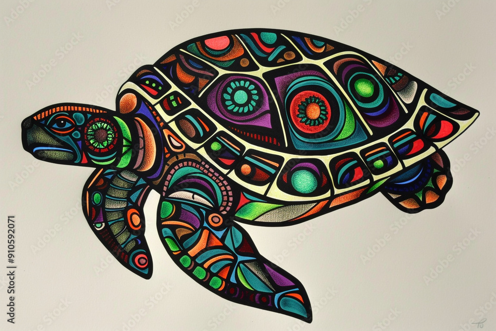 Turtle Indian art. A stylized turtle in watercolor technique. Turtle ...