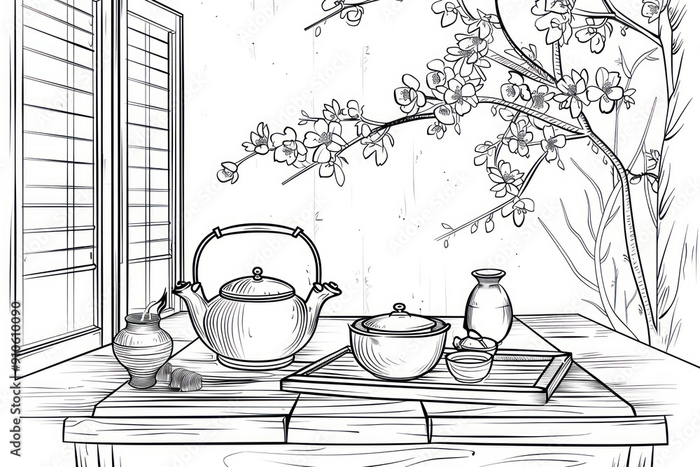 Artistic outline: illustration, highlighting beauty of simplicity ...