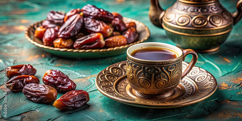 Traditional Arabic coffee served with sweet dates, Arabic, coffee ...