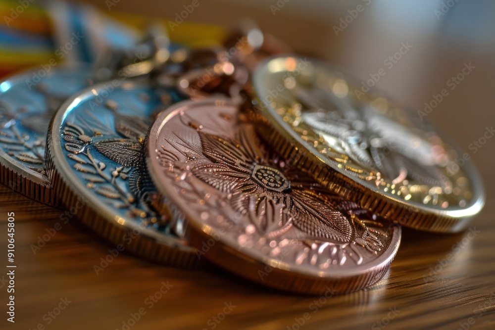 Podium Perfection: Gold, Silver, and Bronze Medals Glittering in ...