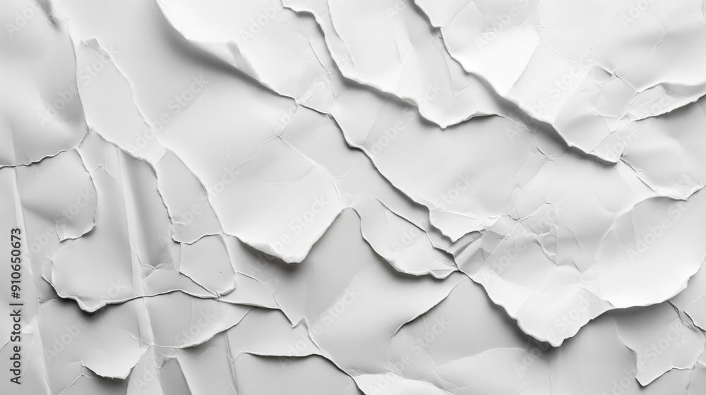 Abstract White Crumpled Paper Texture: A high-resolution photo of a ...
