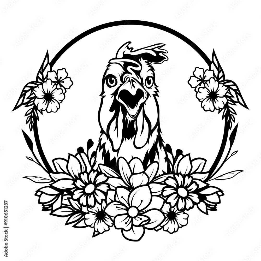 Farm Chicken Floral | Chicken Head | Livestock | Egg Layer Chicken ...