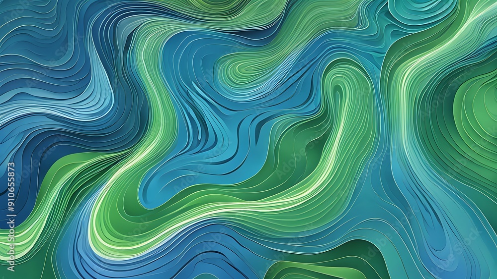 River Currents: Abstract depiction of river currents, flowing and ...