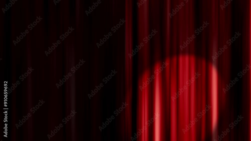 Opening red wavy curtain with spotlight motion animation green screen ...