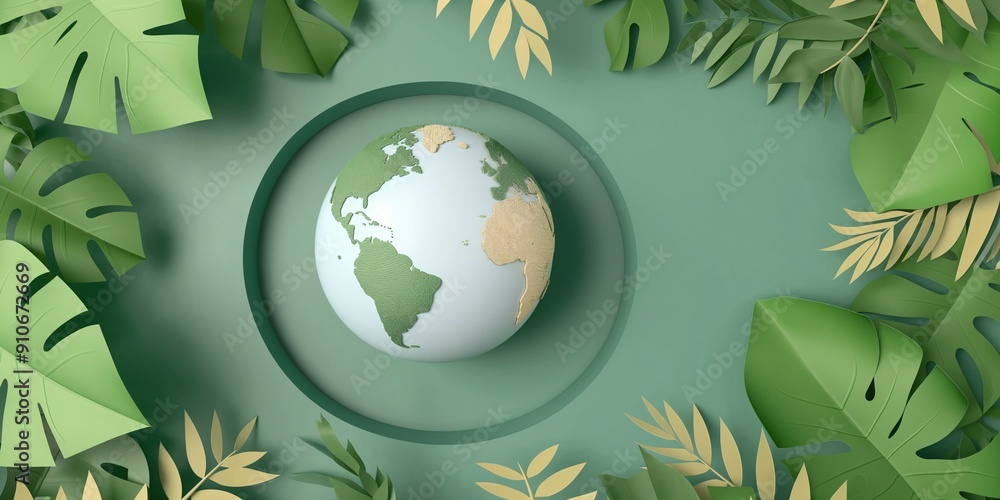 Papercraft Planet: Earth Embraced by Lush Greenery - A 3D rendering of ...