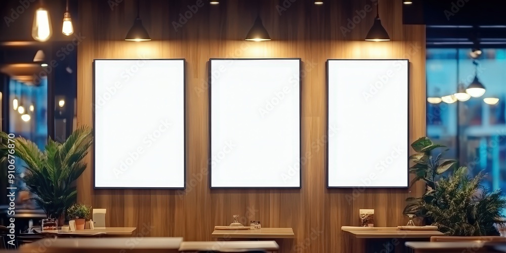 Blank Frames Mockup Interior Design Cafe Restaurant,a restaurant with ...
