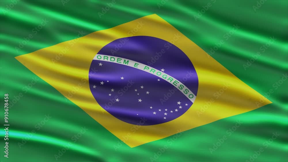 Realistic waving flag of brazil in 3d animation Seamless looping ...