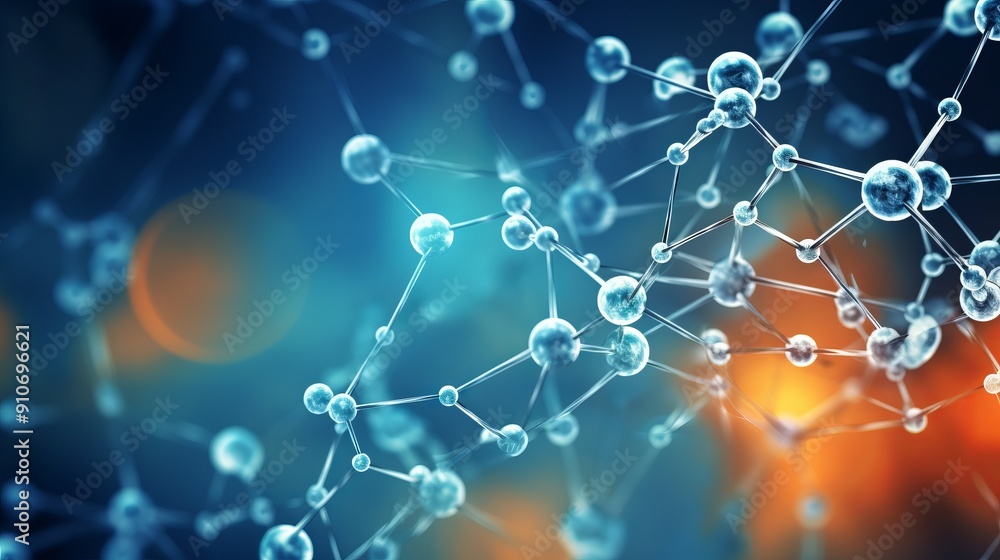 Abstract science background featuring atoms and molecules in motion ...