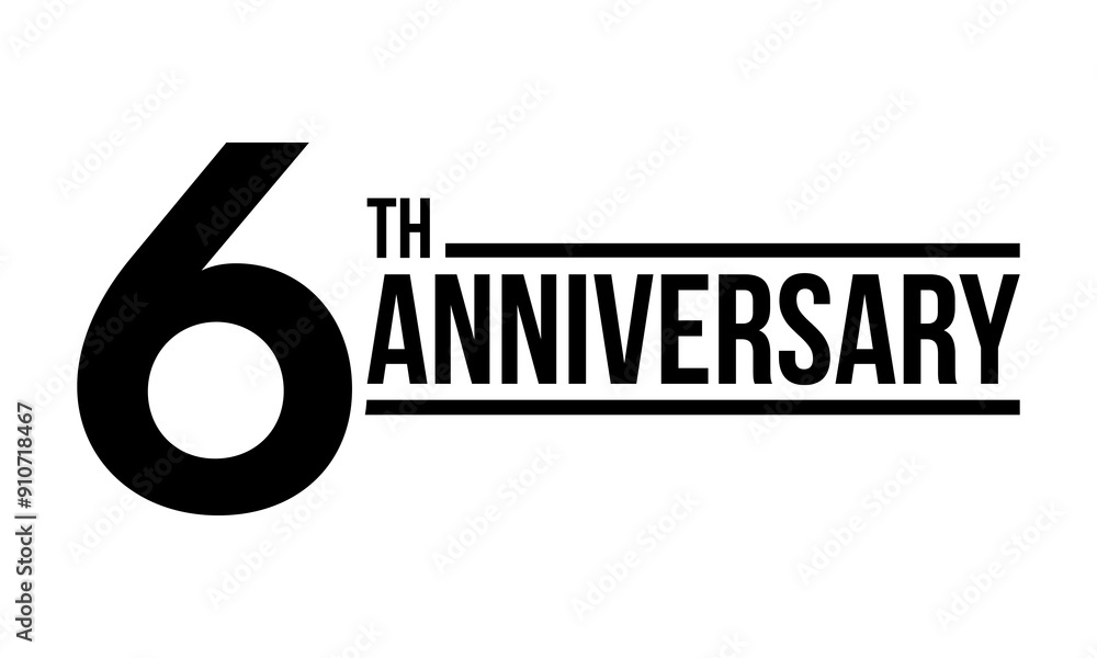 6th anniversary celebration label, six years jubilee congratulation ...