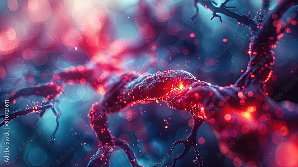 Macro shot of intricate network of human circulatory system vessels ...