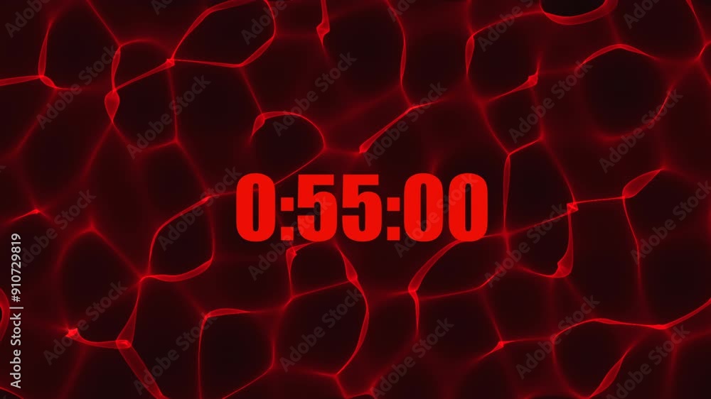1 Minute Countdown timer. Red numbers on red and black moving ...
