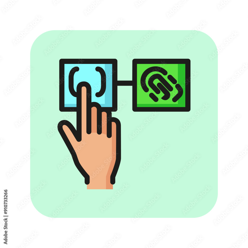 Fingerprint scanner line icon. Access, biometric verification, security ...