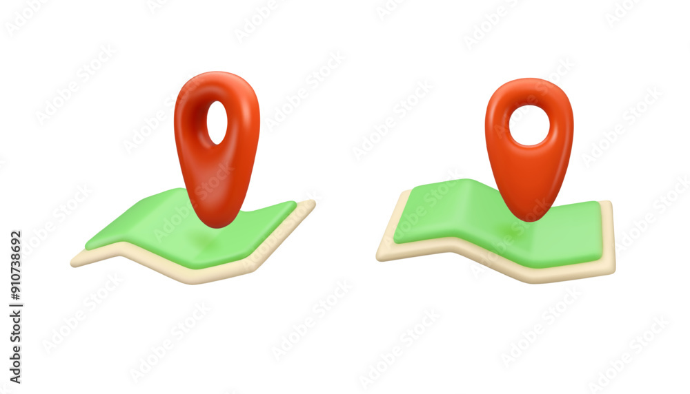 Map with pin icon set. Travel destination point design element ...