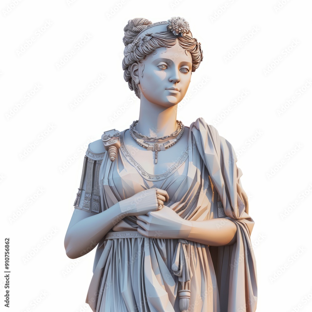 3D Render, Low Poly style of an ancient Roman noblewoman in an ...