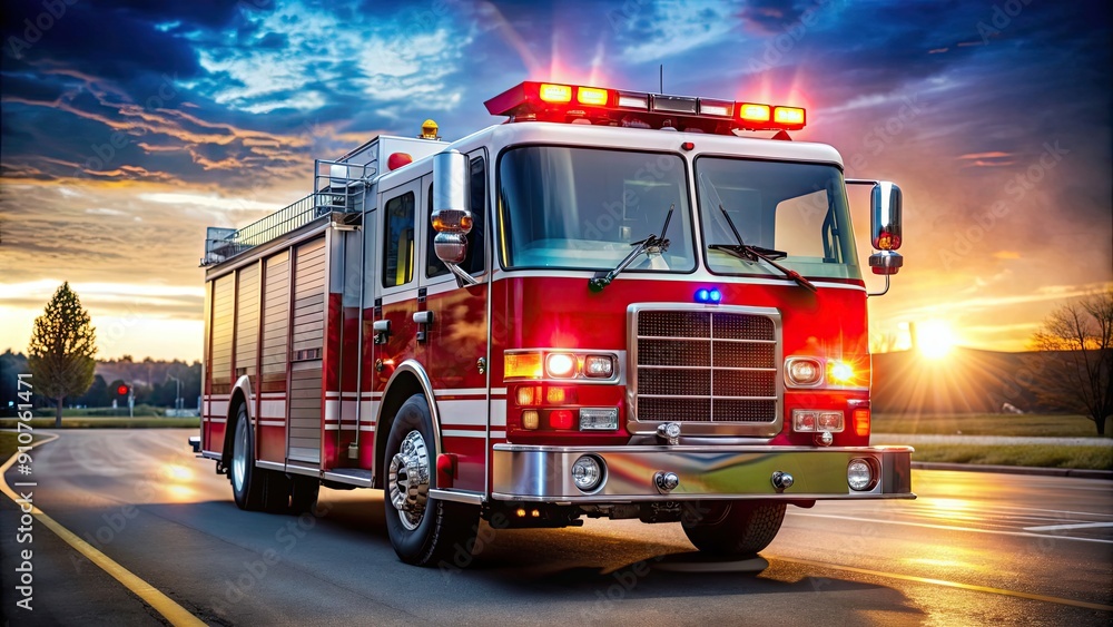Fire truck with lights and sirens on, requesting way clearance ...