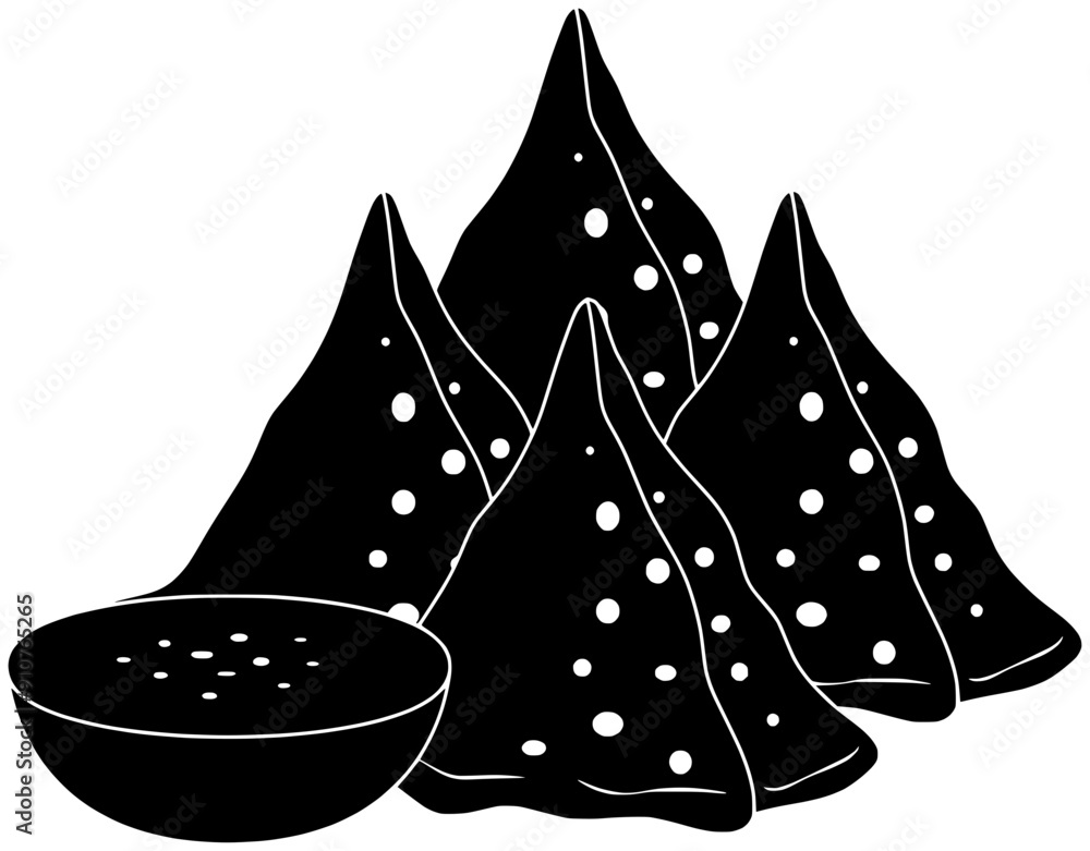 fried illustration traditional silhouette dumplings logo food icon ...