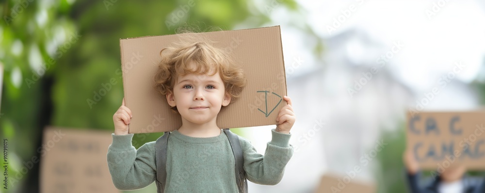 Children protesting with climate change signs, activism, environmental ...