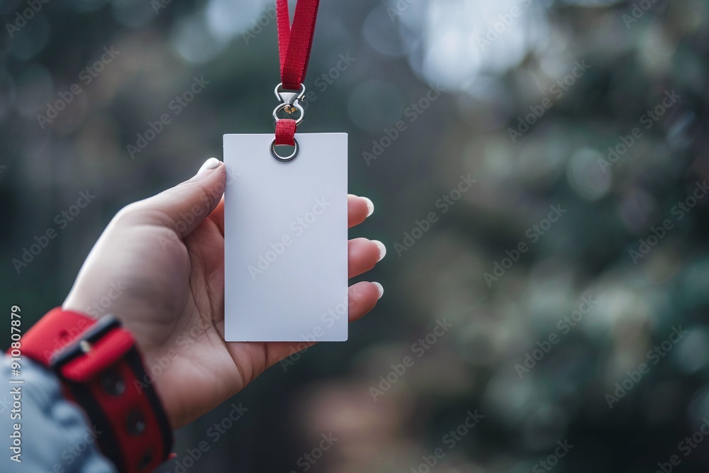 Mockups of lanyard cards with a blank design for staff identification ...