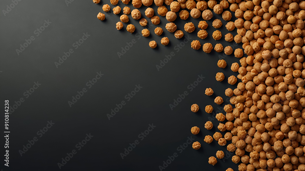Cat Paws on a Pet Food Texture Lot of Dry Granules of Crunchy Cat Food ...