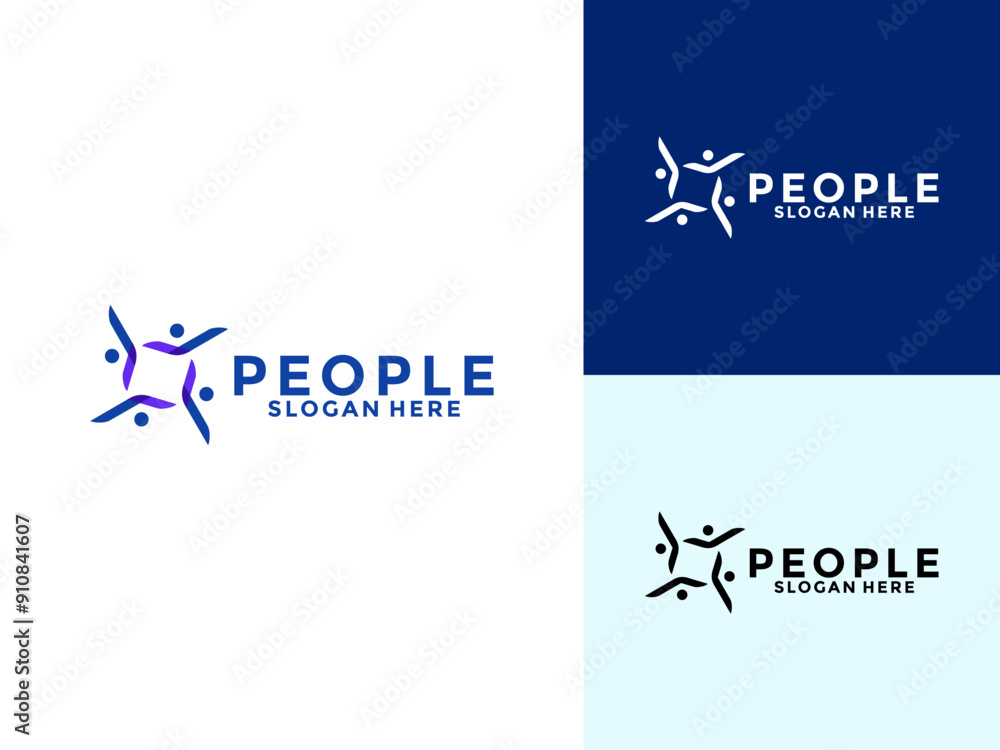 People logo design, human community logo template. symbol for teamwork ...