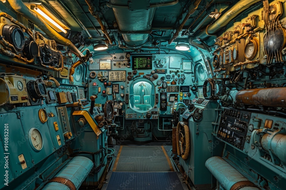 This photo captures the interior of a vast ship featuring a multitude ...
