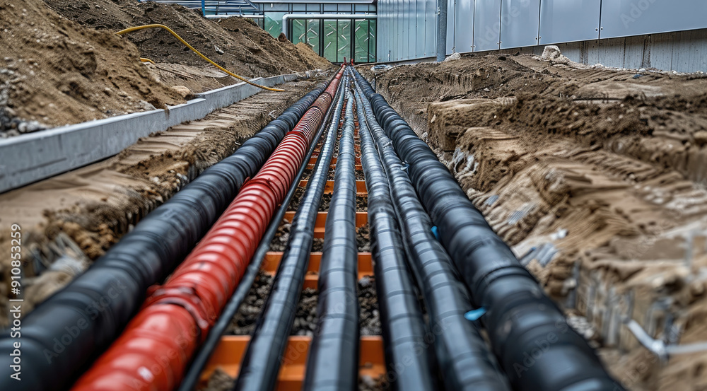 The main cables and data cables in an underground planting, where one ...