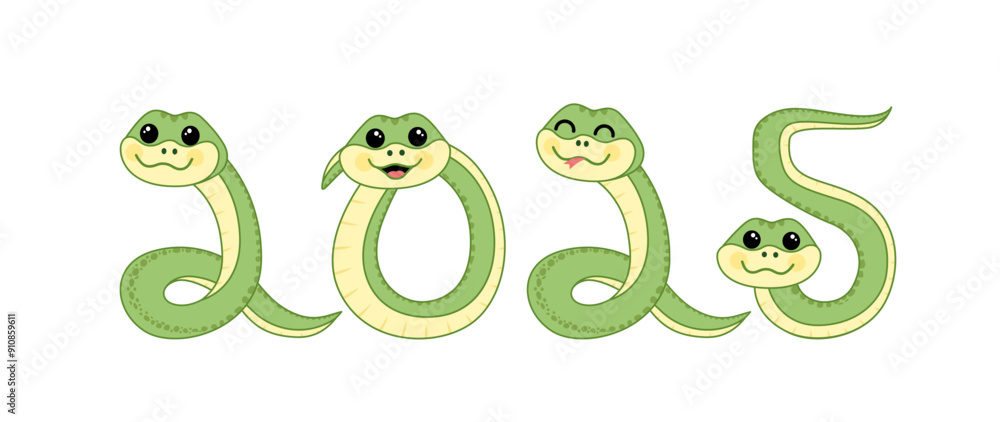 Snakes in form of numbers 2025 year. Snake is symbol of the year ...